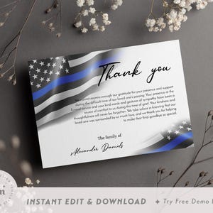 Law Enforcement Memorial Thank You Card, Editable Police ...