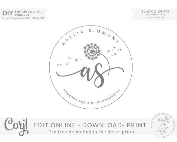 Circle Dandelion Fluff Logo Editable Coaching Logo Design - Etsy