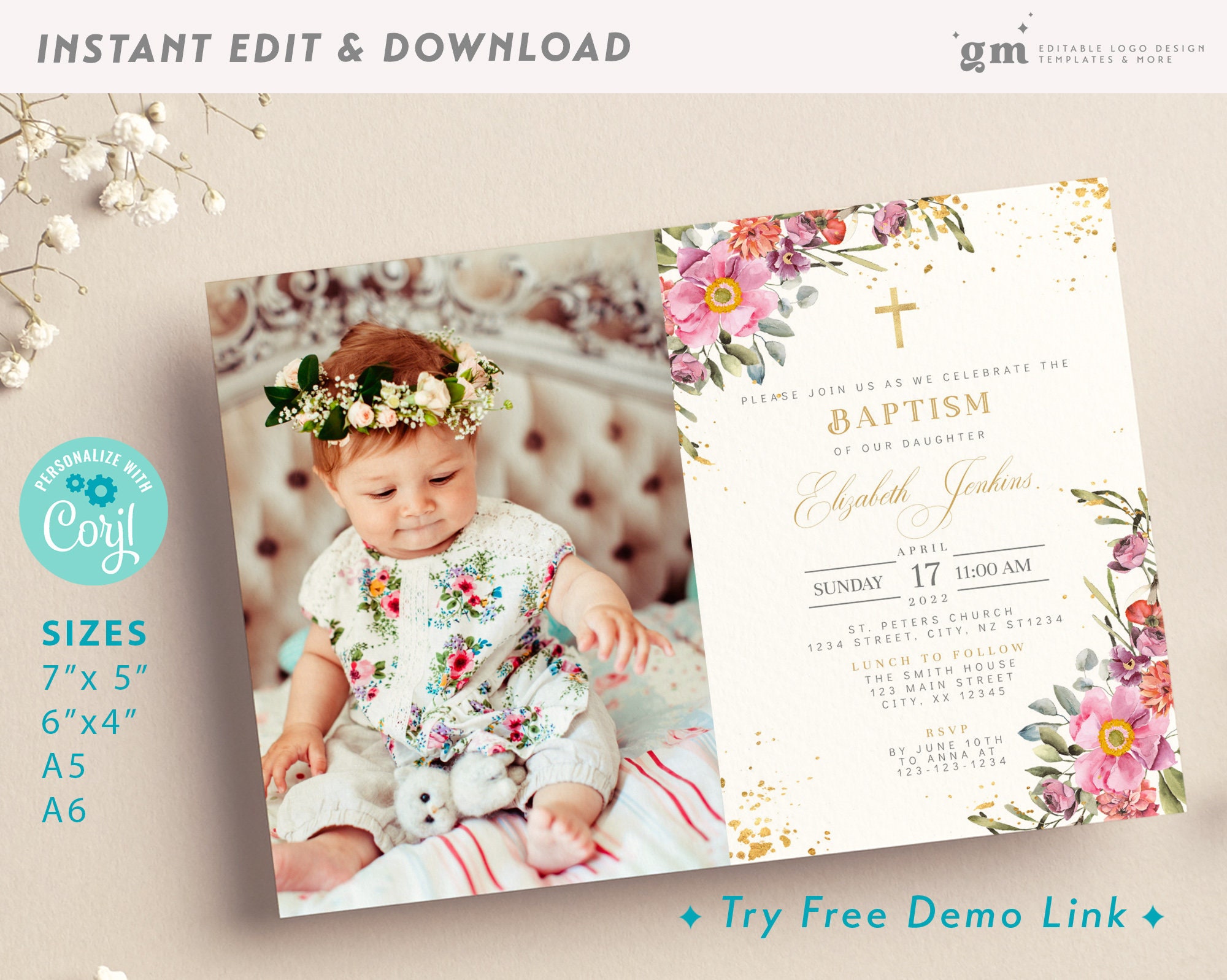 Baby Baptism Invitation Background