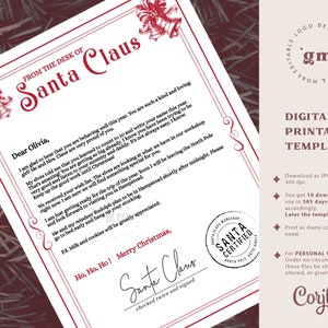 Editable Letter From Santa, From the Desk of Santa Claus, Instant Edit ...
