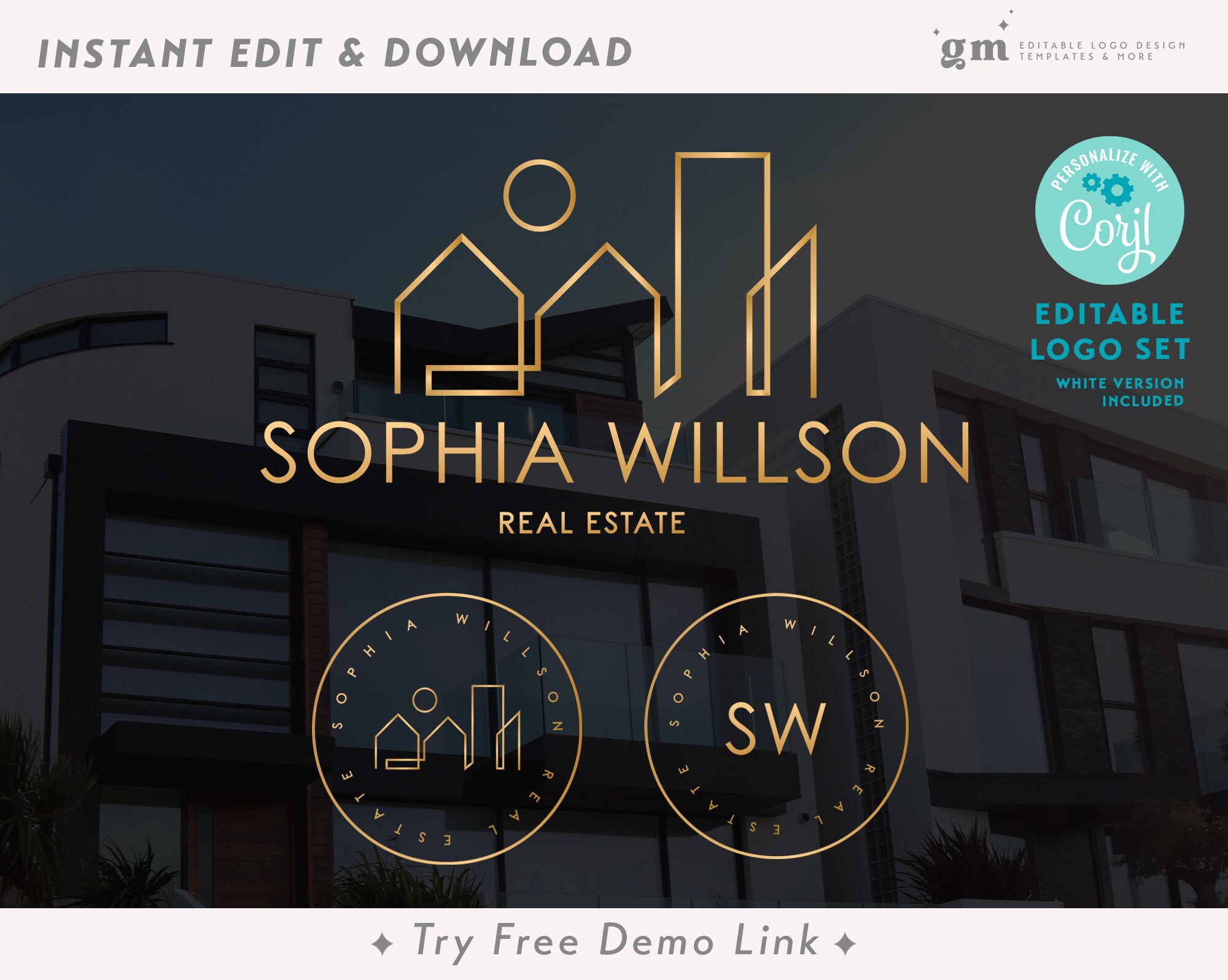 Cityscape Logo, Gold Skyline Realtor Logo Design, Luxury City Real ...