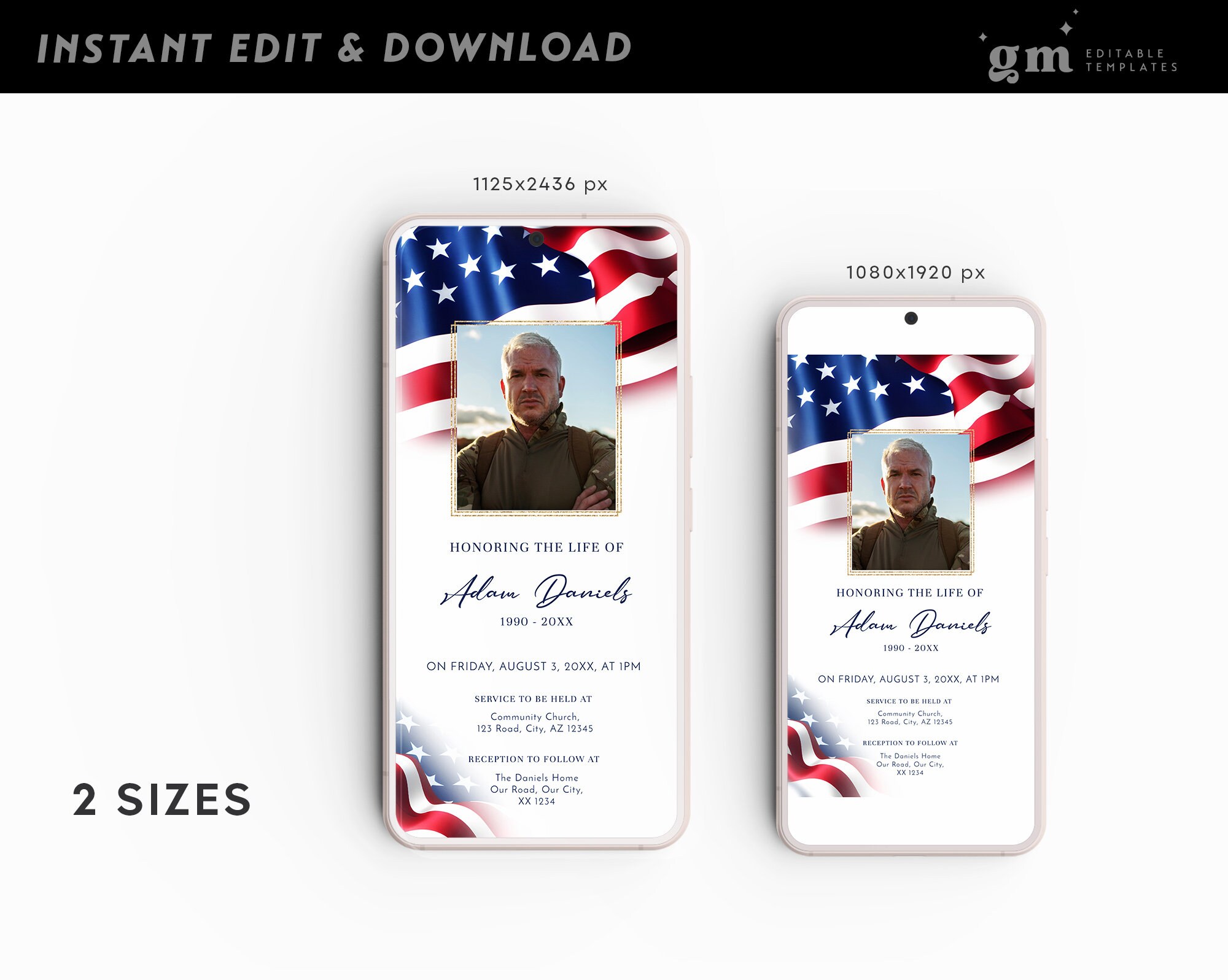 EDITABLE Veteran Funeral Service Announcement TEMPLATE, Military ...