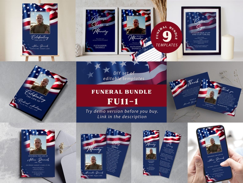 Editable Soldier Funeral Template Package, Military Celebration of Life ...