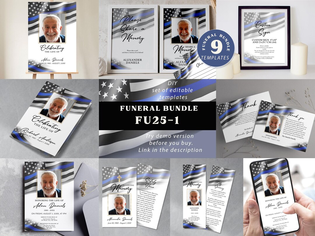 Editable Law Enforcement Funeral Template Package, Police Celebration ...
