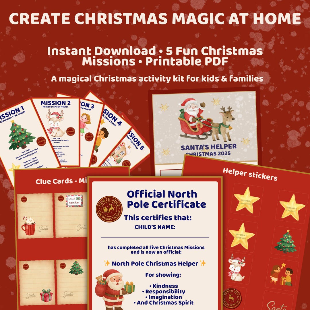 Christmas Mission Kit for Kids, Instant Download Printable - Etsy