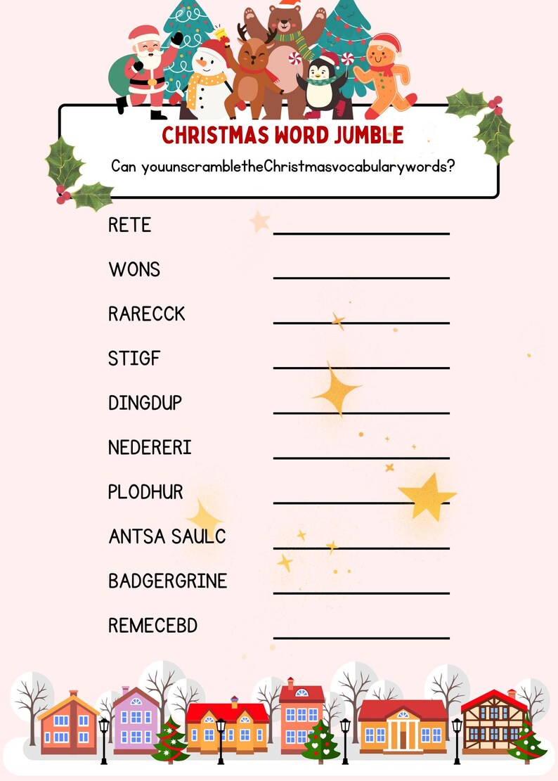 50 Christmas Party Games Printable Bundle | Christmas Bingo Trivia Word ...