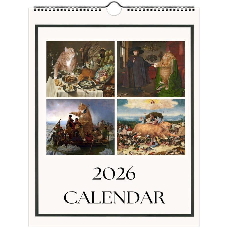 2026 Calendar • Crazy Cat in Renaissance • Cats in Art History • Gag ...