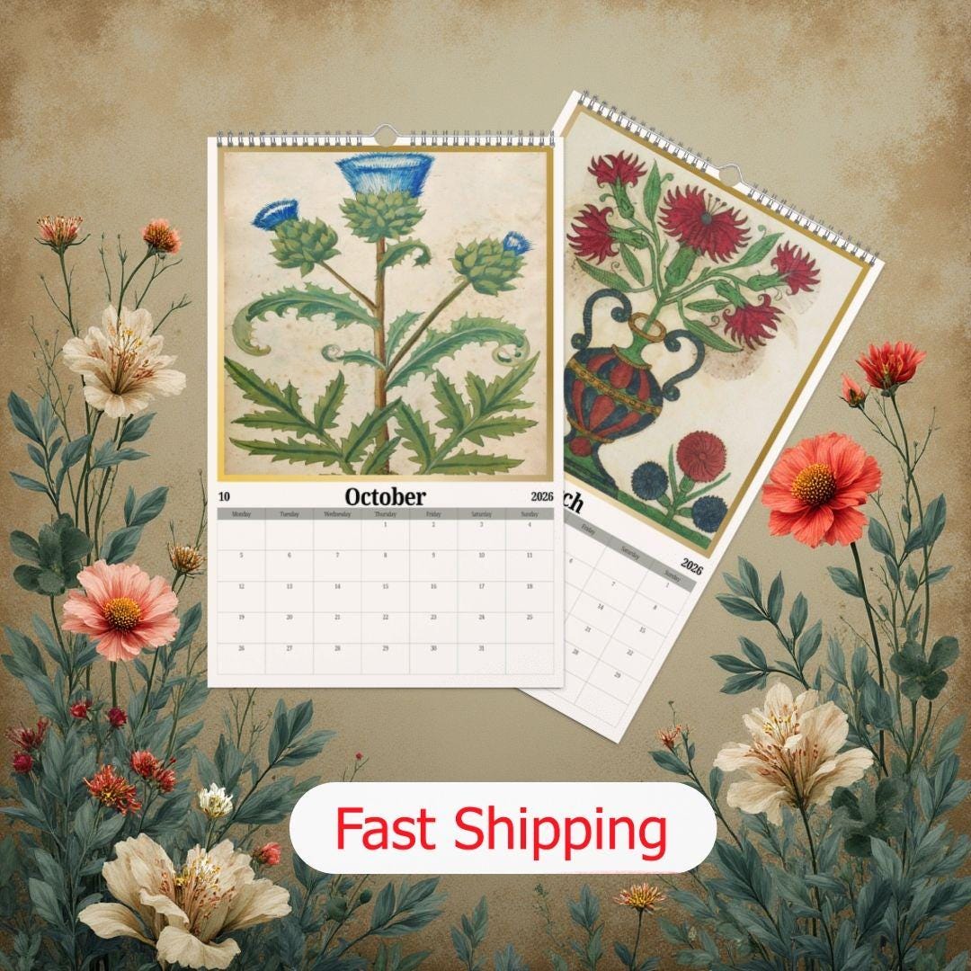 2026 Medieval Botanical Calendar • Illustrated Wall Calendar - Etsy