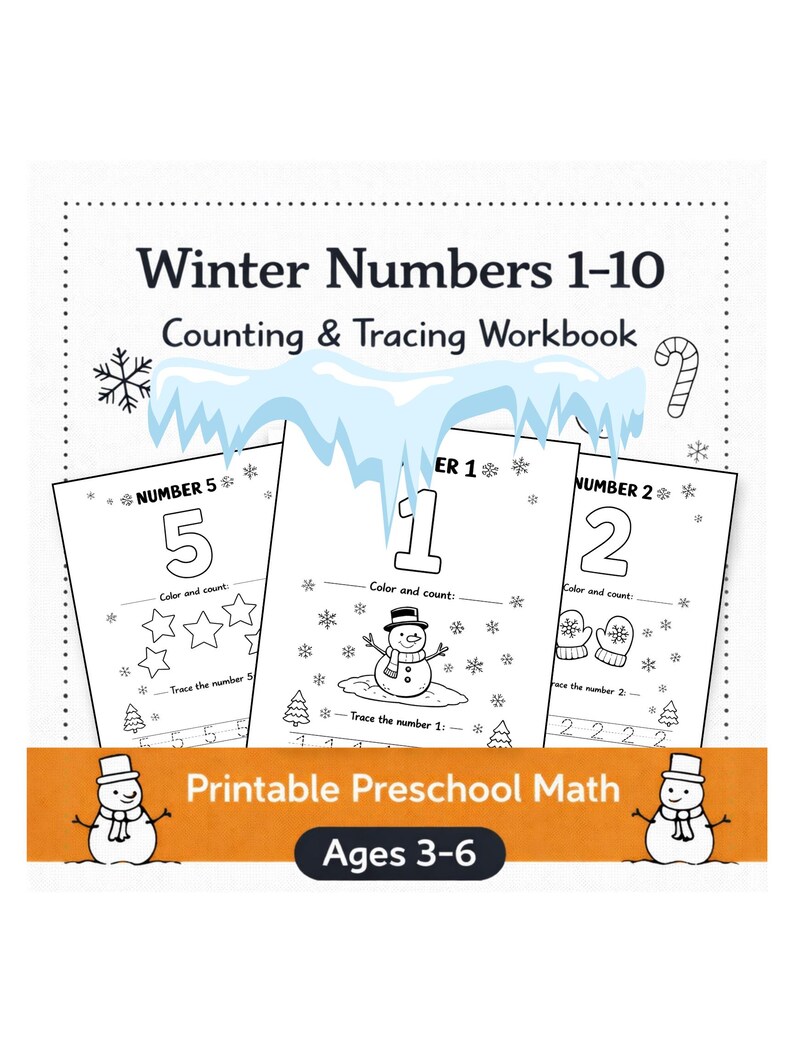Winter Numbers 1–10 Printable | Counting & Tracing Workbook for ...