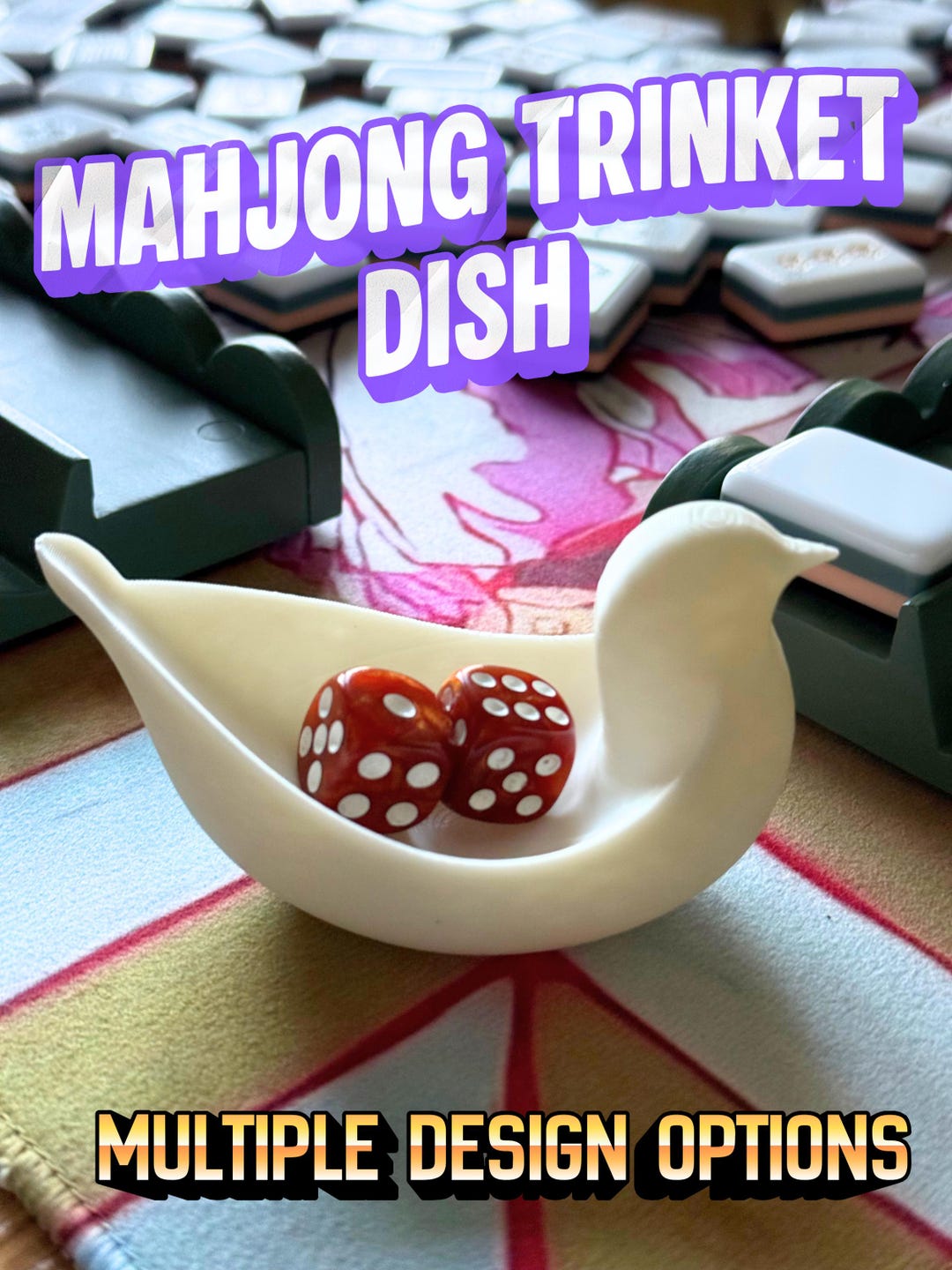 3D Printed Mahjong Trinket Dish | Game Night Dice Tray Accessory - Etsy