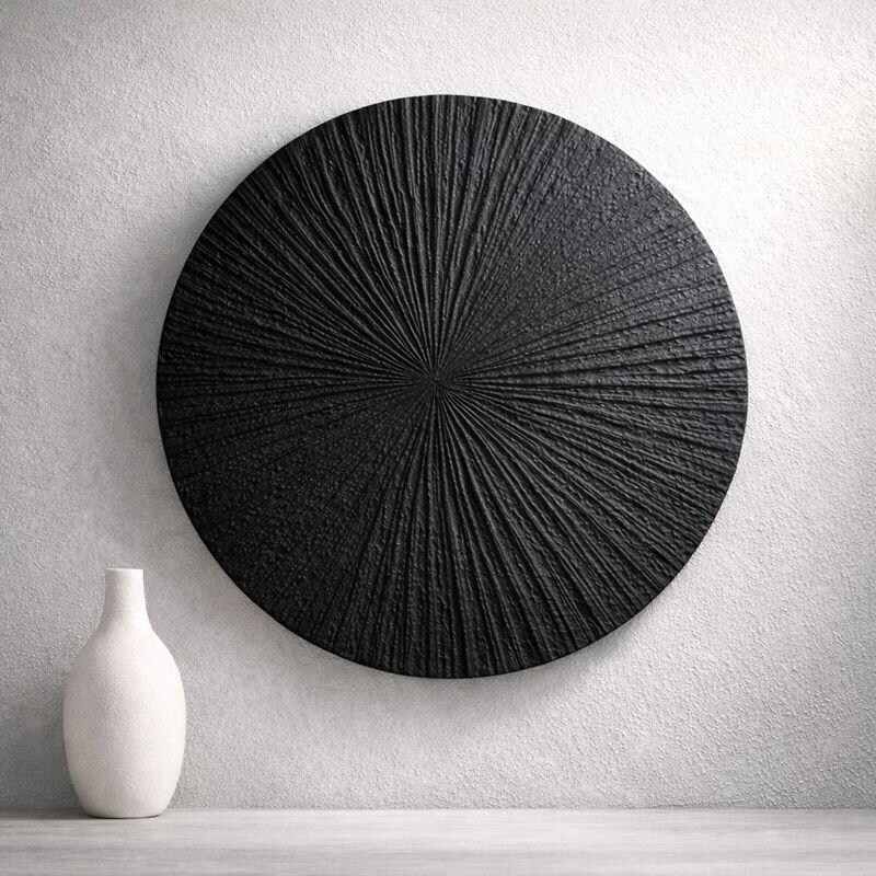 Round Black Textured Art - Etsy