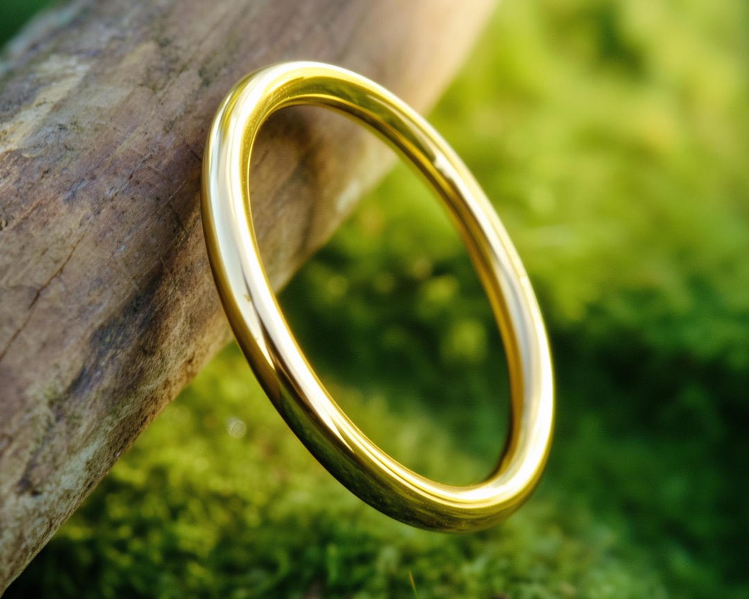 1.5mm Round Solid Gold Wedding Band | Polished or Matte Gold Ring ...