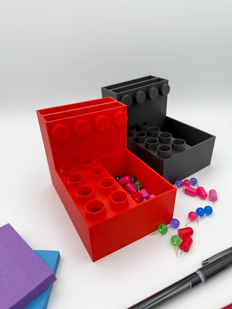 Brick Desk Organizer | 3D Printed Office Storage | Building Block Style ...