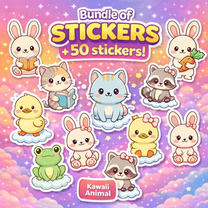Cute Kawaii Sticker Packs - Etsy