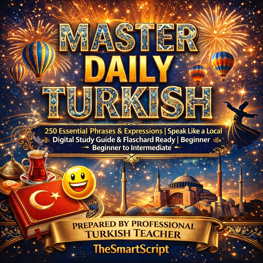 Turkish Language Learning Guide by Professional Teacher | Printable ...