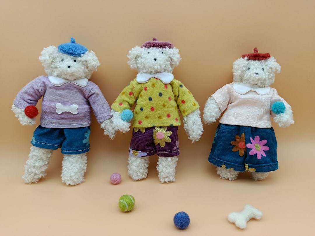 Handmade Fluffy Dog Plush Toy – Dressed Puppy With Beret & Balloon ...