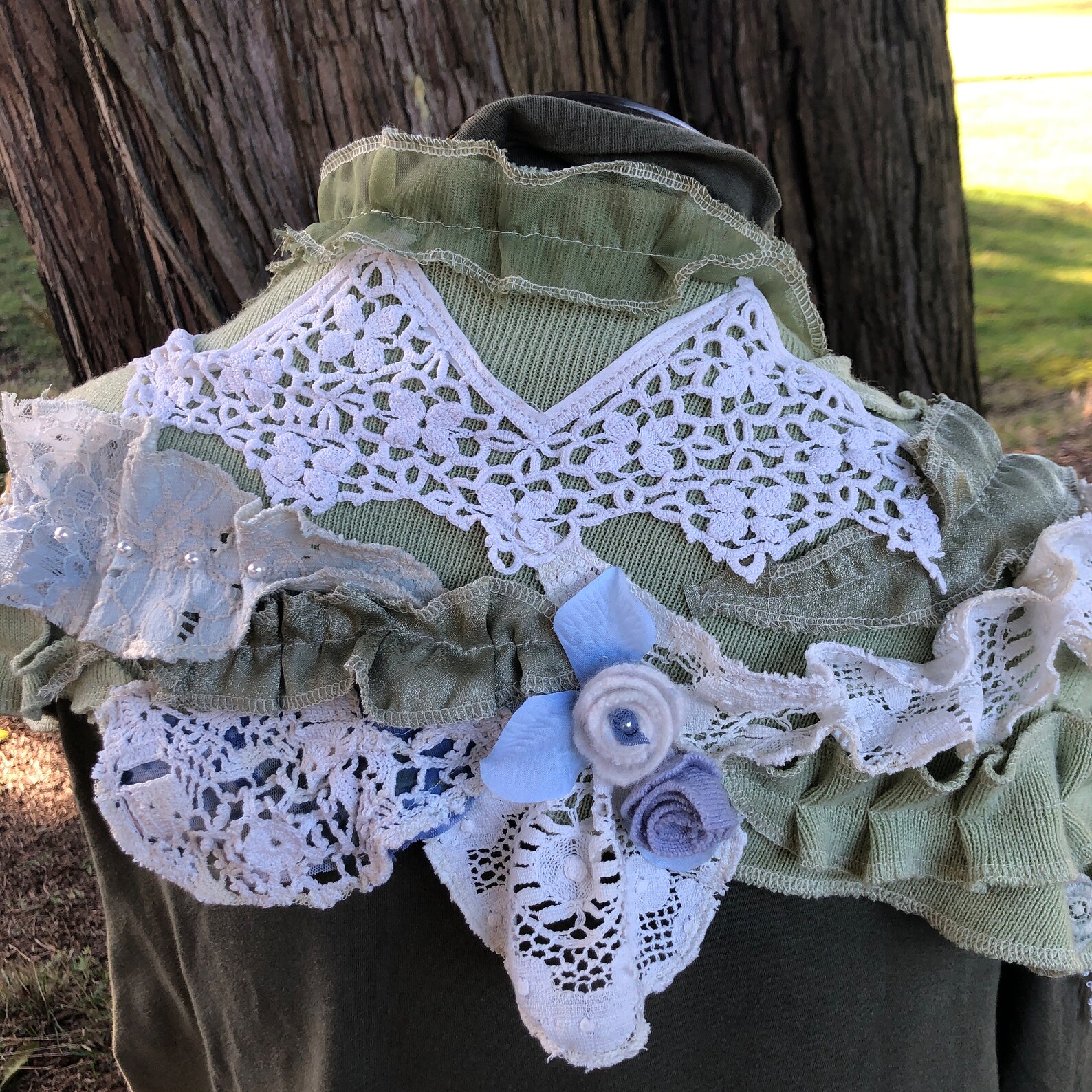 Upcycled Wedding Scarf Shawl,feminine Ruffled Wrap,vintage Lace With ...