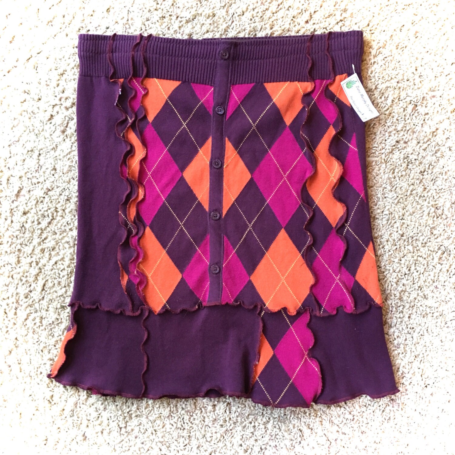 Cotton Upcycled Skirt Recycled Clothing Patchwork Argyle - Etsy Australia