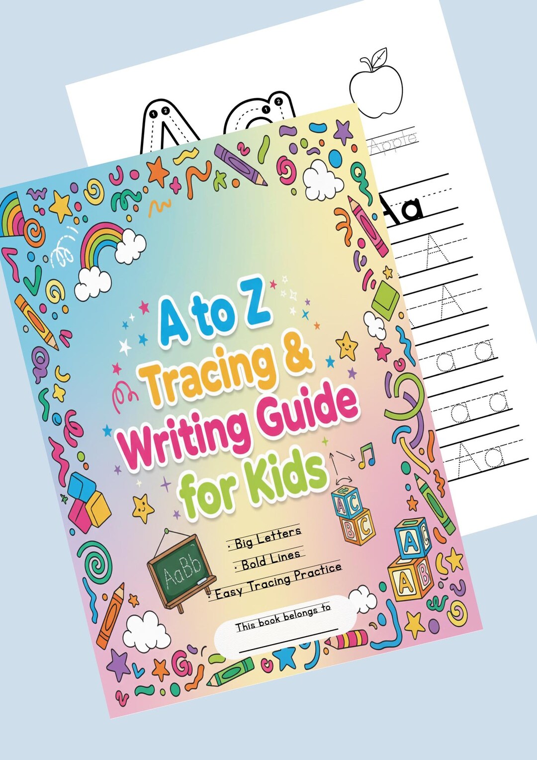 A to Z Tracing Guide for Kids, Alphabet Practice, Writing (digital ...