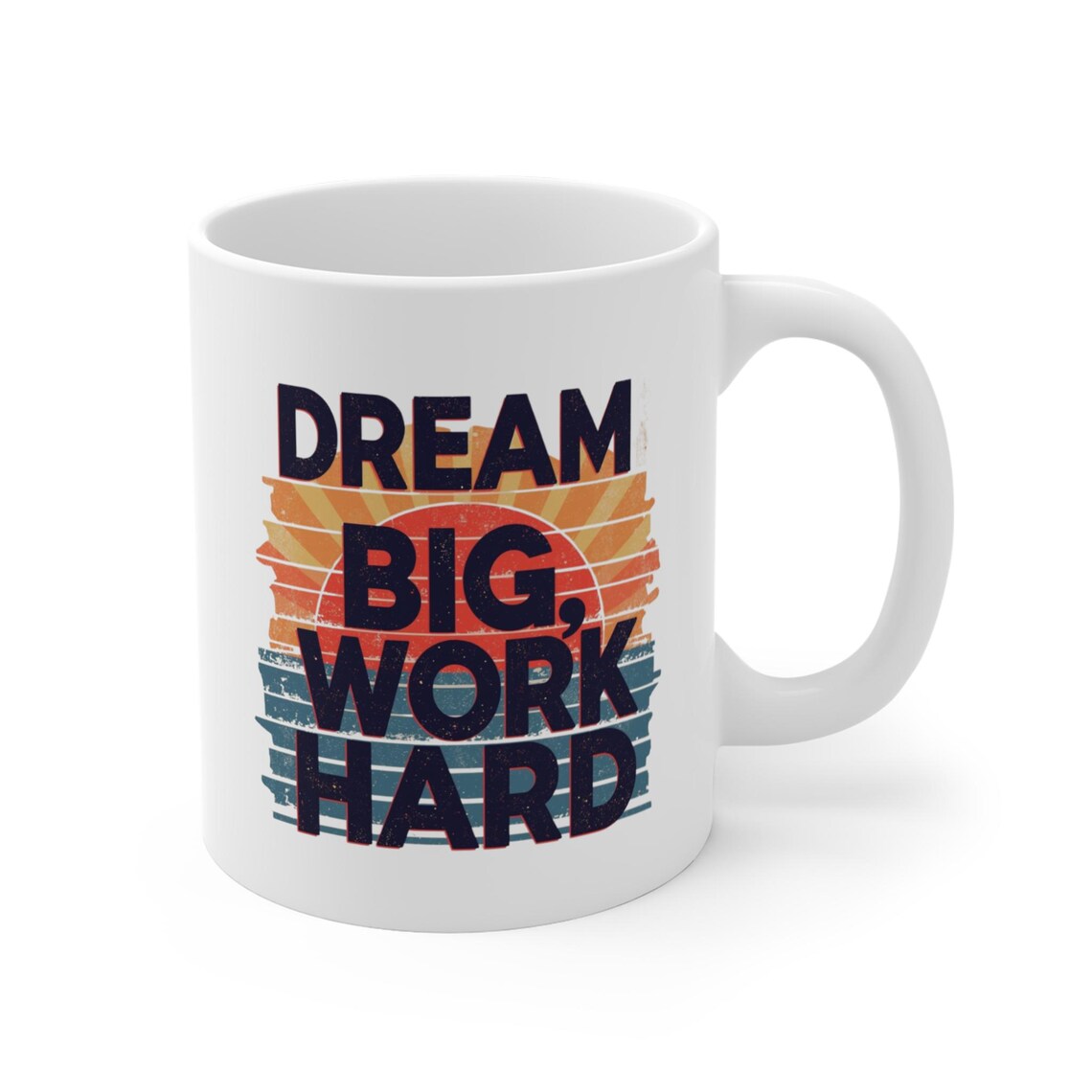 Dream Big Work Hard Mug | Motivational Retro Typography - Etsy Canada