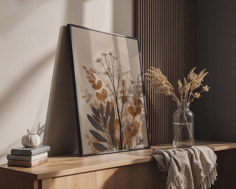 Abstract Botanical Print | Earth Tone Floral Wall Art - Etsy UK