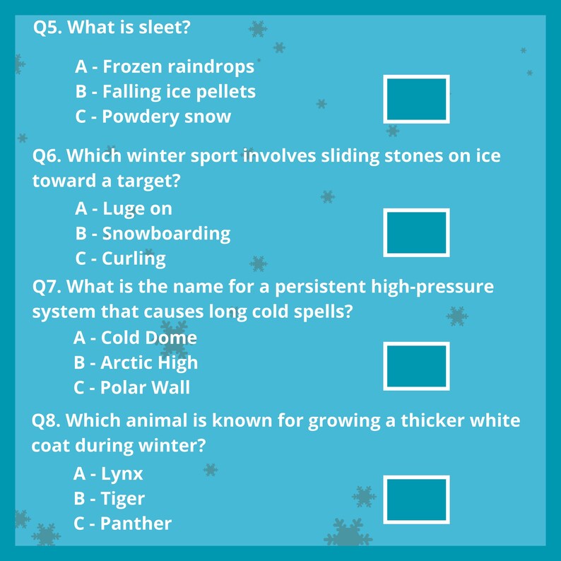 Printable Winter Games, Winter Trivia Game, Family Party Game, Holiday ...