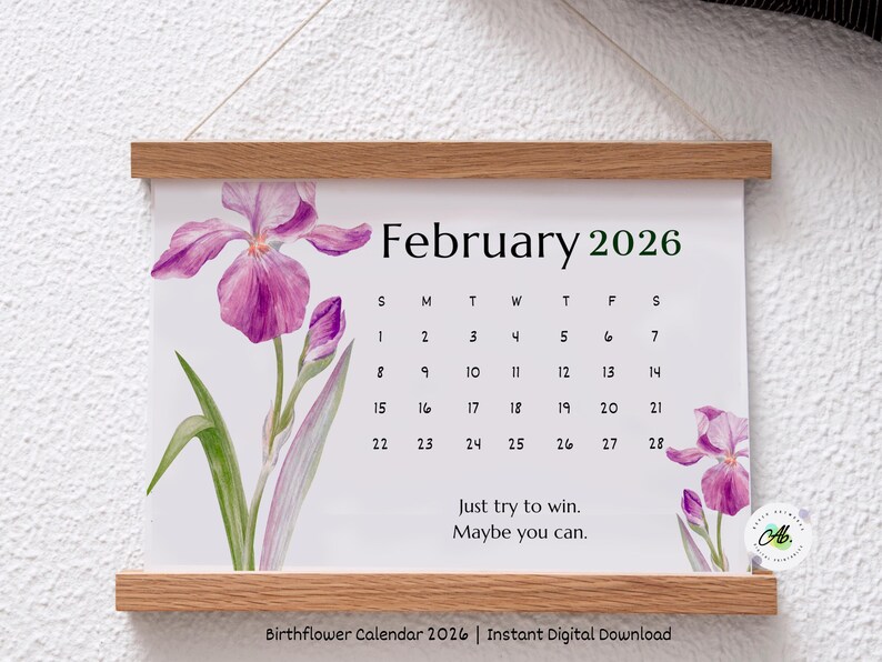 2026 Birth Flower Calendar With Botanical Watercolor Art (digital ...