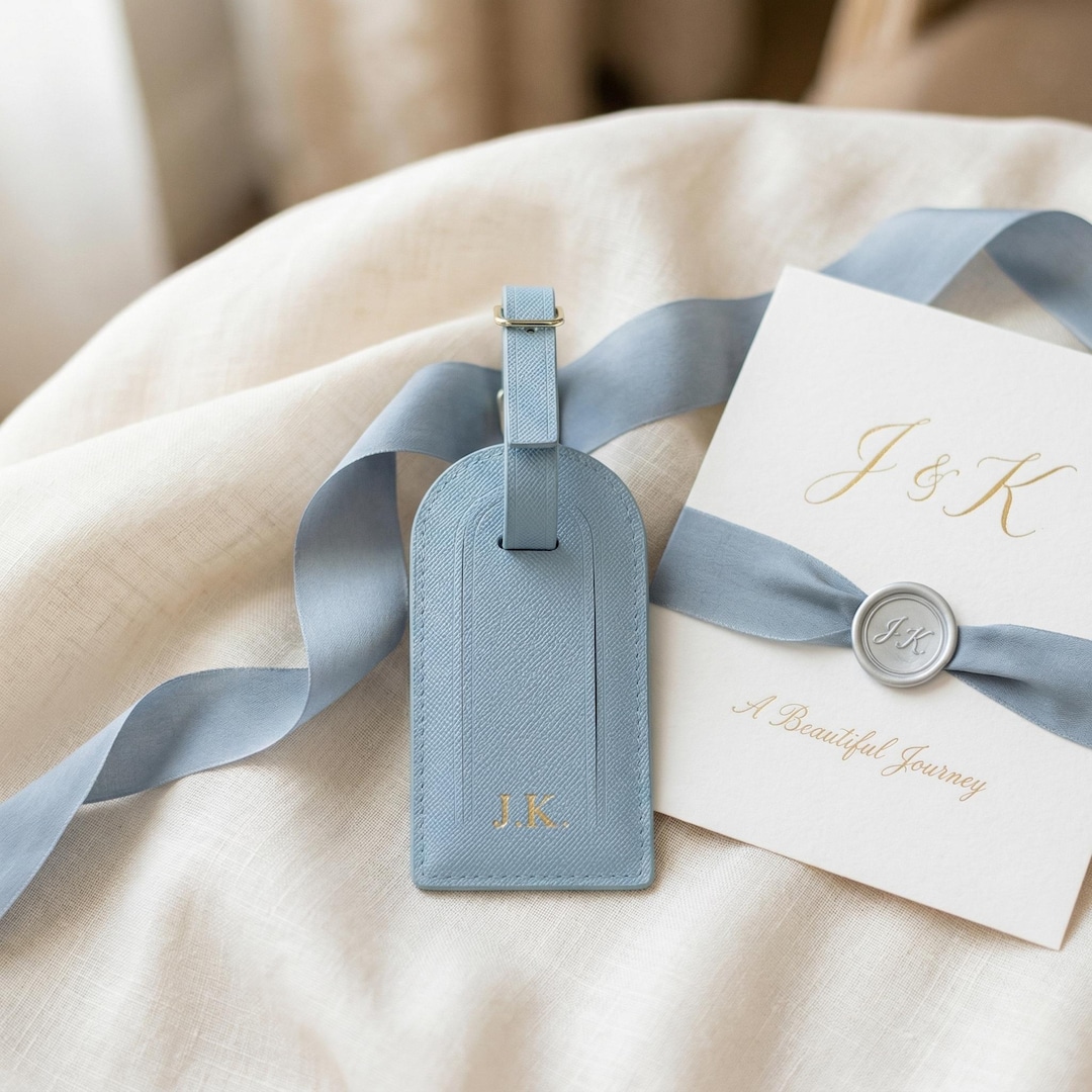 Personalized Leather Luggage Tag, Custom Engraved Travel Accessory ...