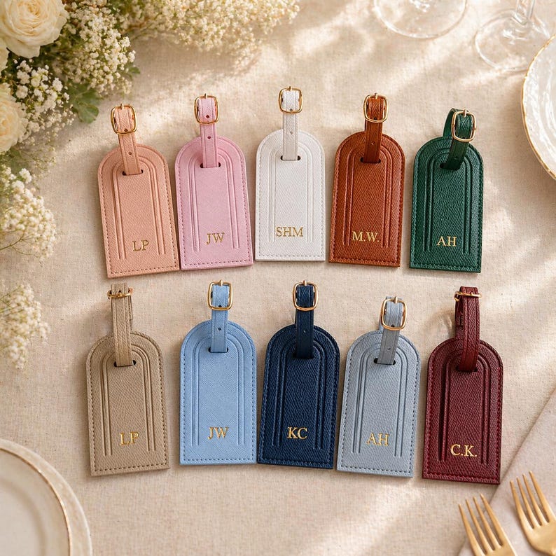 Personalized Leather Luggage Tag, Custom Engraved Travel Accessory ...