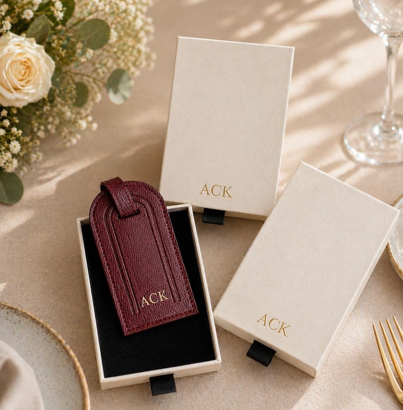 Personalized Leather Luggage Tag, Custom Engraved Travel Accessory ...