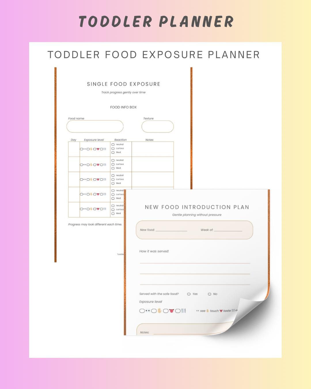 Toddler Food Exposure Planner | Picky Eater Printable | Gentle Feeding ...