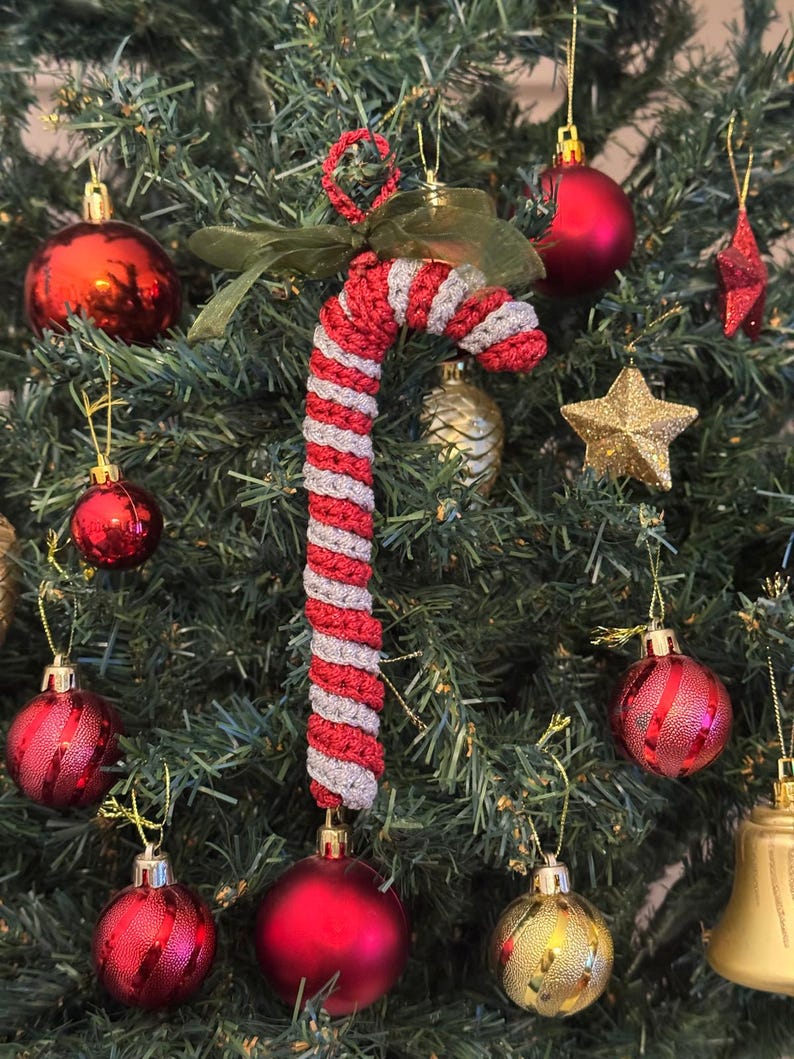 Crochet Christmas Candy Cane PDF Pattern, Tree Ornament for Holiday ...