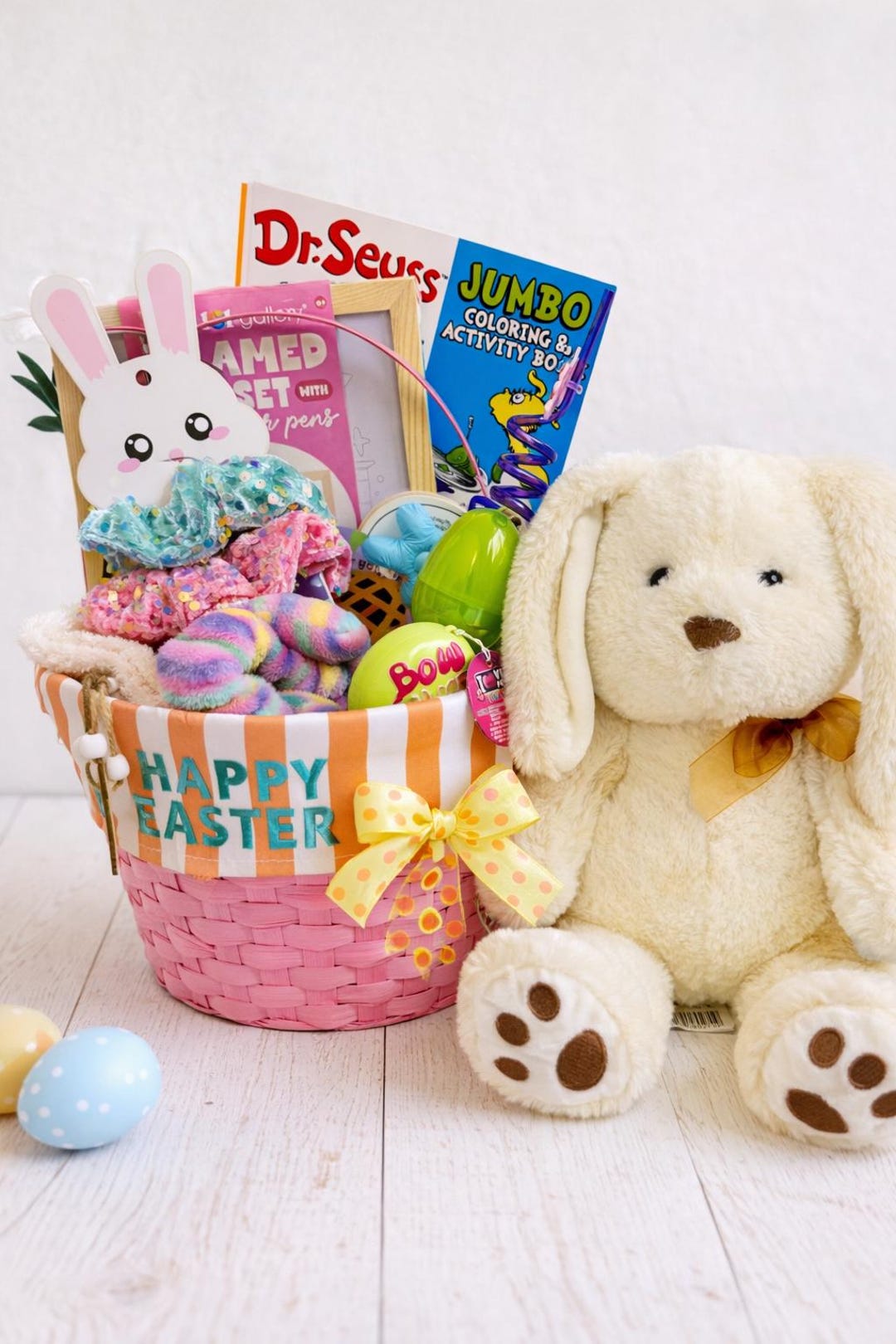 Easter Bunny Gift Basket – Plush Toy, Activities, Candy, Pre-filled ...