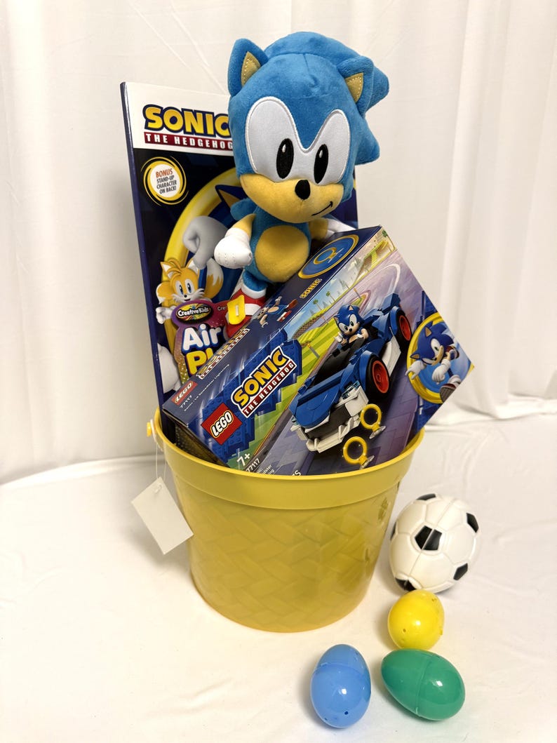 Sonic Easter Gift Basket for Kids Easter Bunny is Still on the Way - Etsy