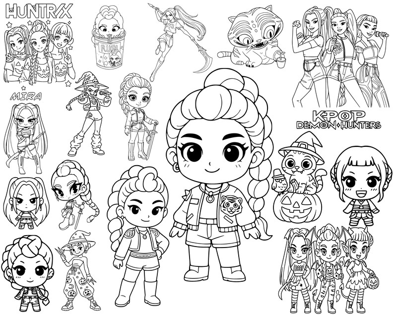 K-pop Demon Hunters SVG Bundle | 17 Files – Dynamic Characters, Action ...