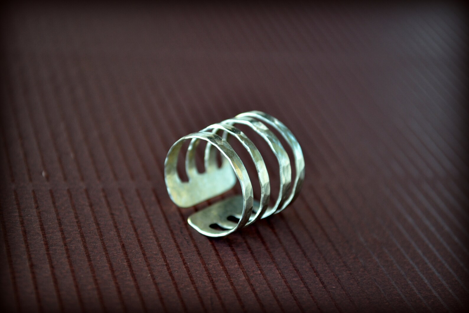 4 Band Ring Four Parallel Lines Ring Open Bar Ring Modern | Etsy