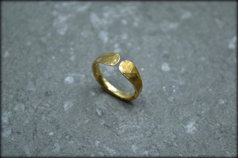 Simple Hammered Brass Ring: Minimalist Textured Chevalier Band, Also ...