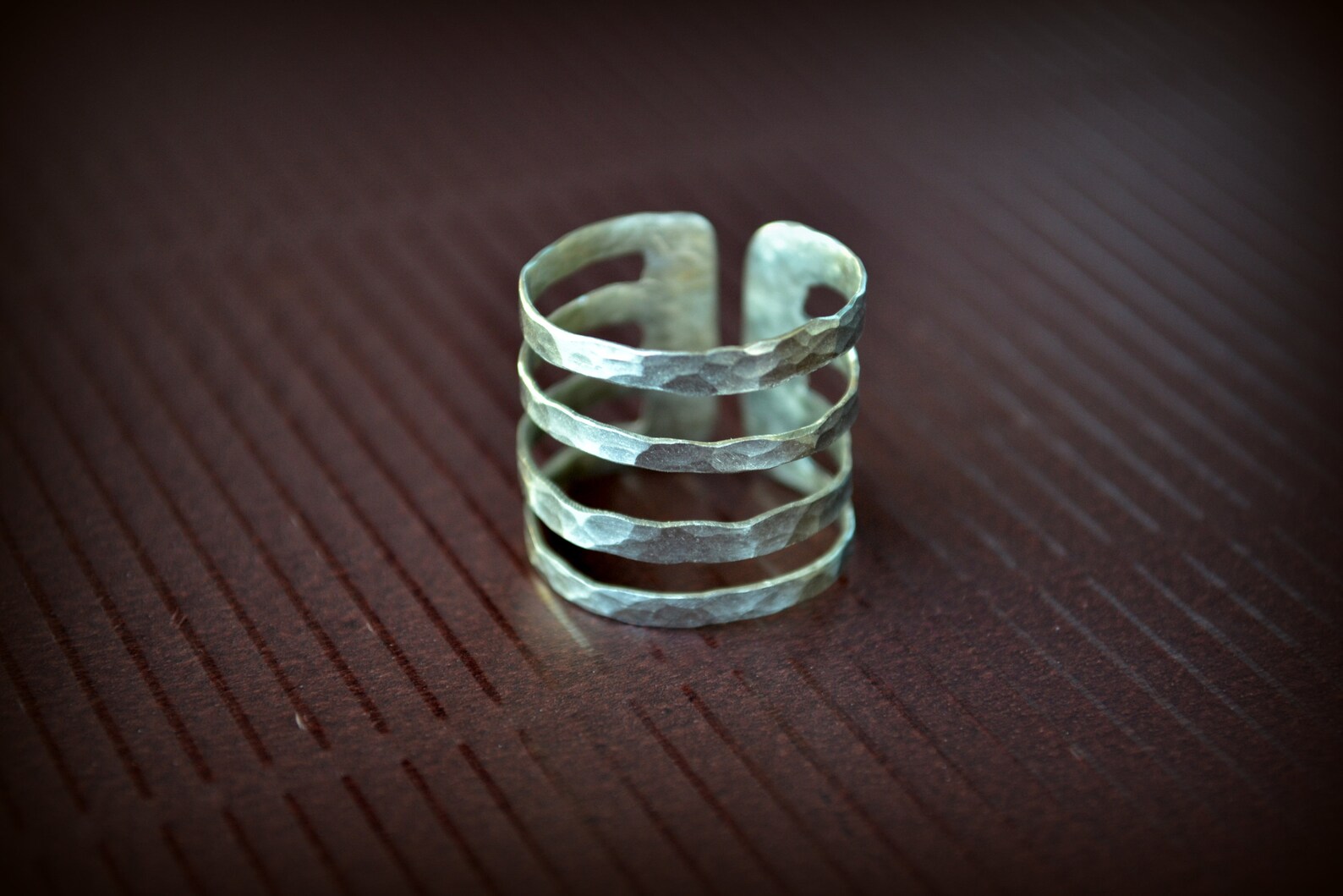 4 Band Ring Four Parallel Lines Ring Open Bar Ring Modern | Etsy