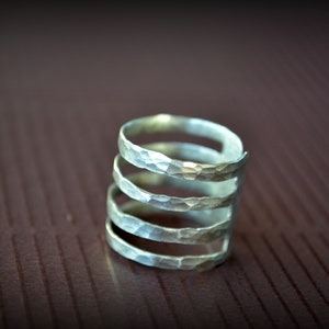 4 Band Ring Four Parallel Lines Ring Open Bar Ring Modern - Etsy