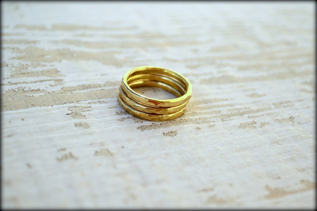 Hammered Brass Ring: 2mm Textured Stacking Band - Etsy