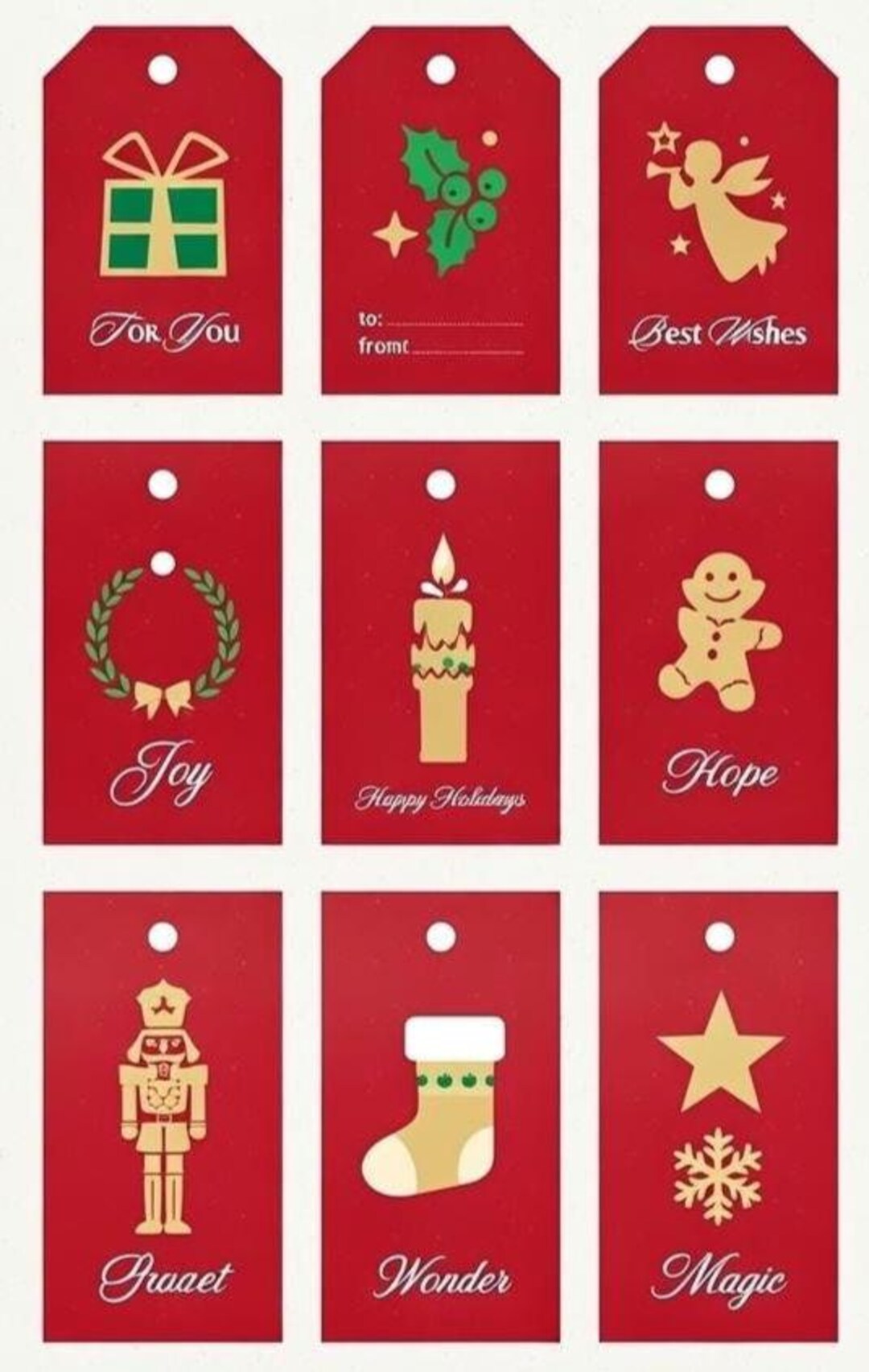 Christmas Gift Tags Printable Digital Download | Instant PDF | 20 ...