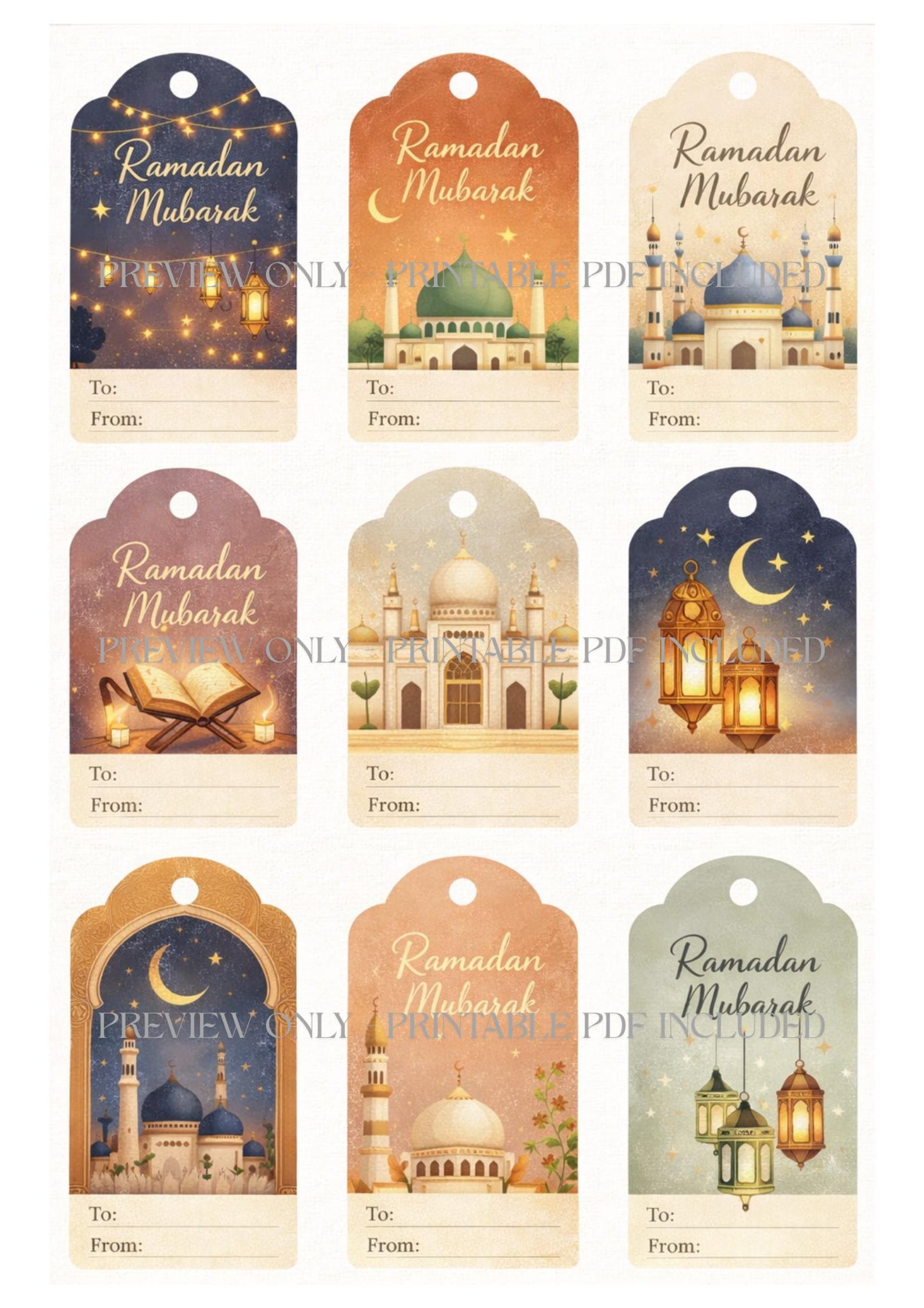 Ramadan Mubarak Gift Tags Printable | Luxury Islamic Gift Tags ...