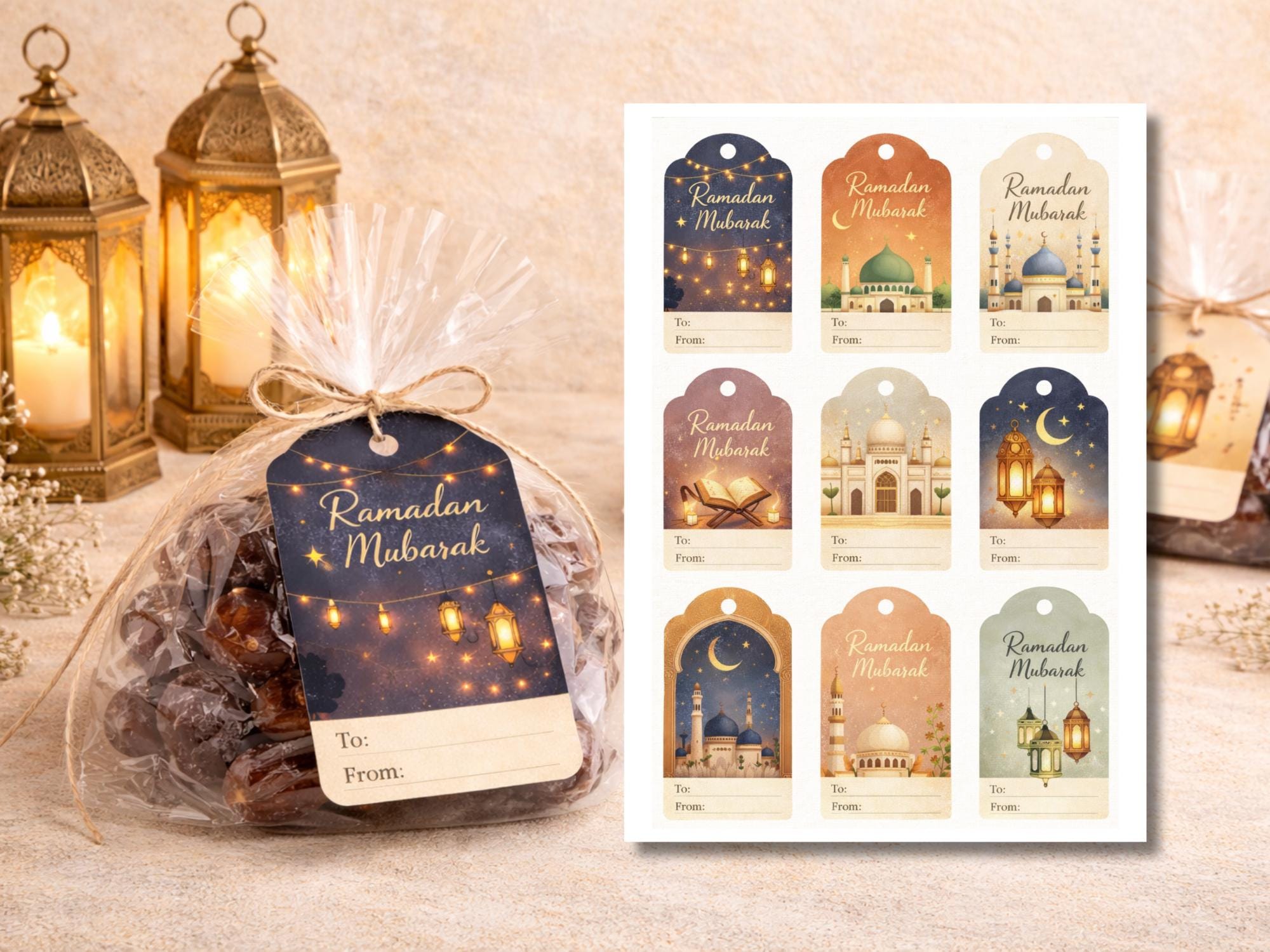 Ramadan Mubarak Gift Tags Printable | Luxury Islamic Gift Tags ...