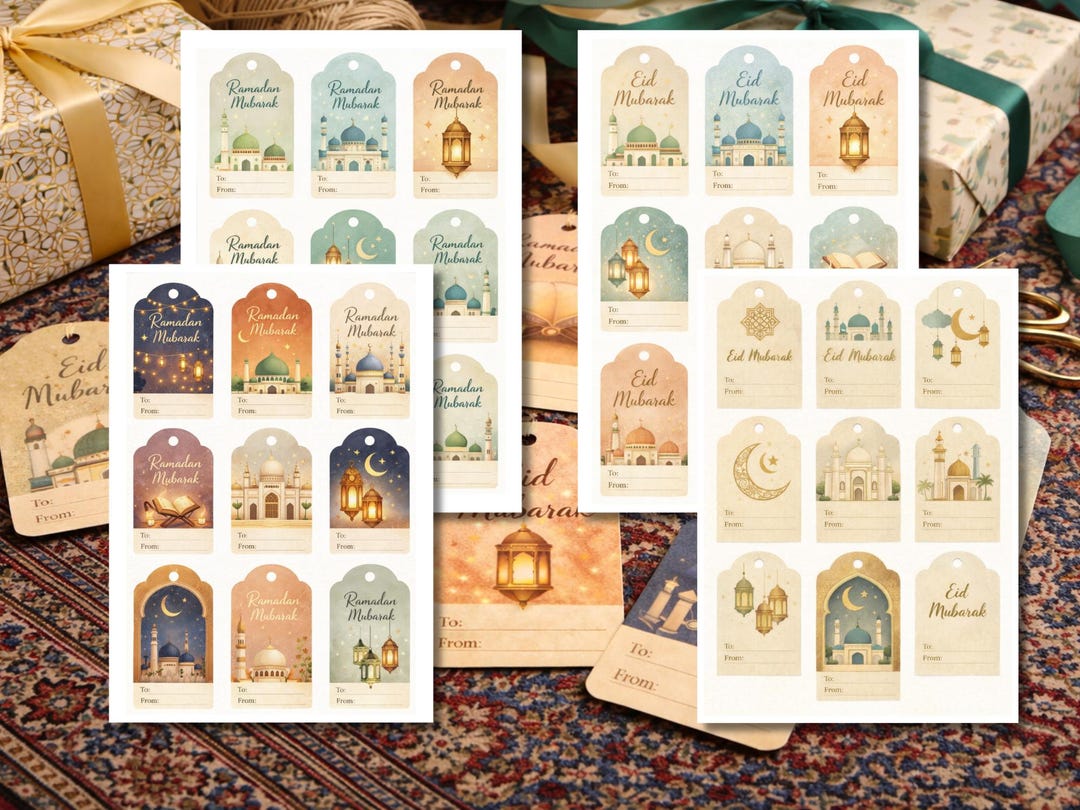 Ramadan & Eid Mubarak Gift Tags Bundle | Printable Islamic Gift Tags ...