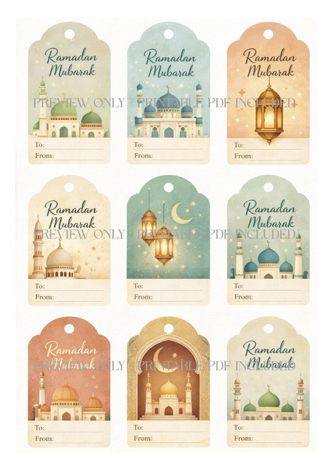 Ramadan Mubarak Gift Tags Printable | Luxury Islamic Gift Tags ...