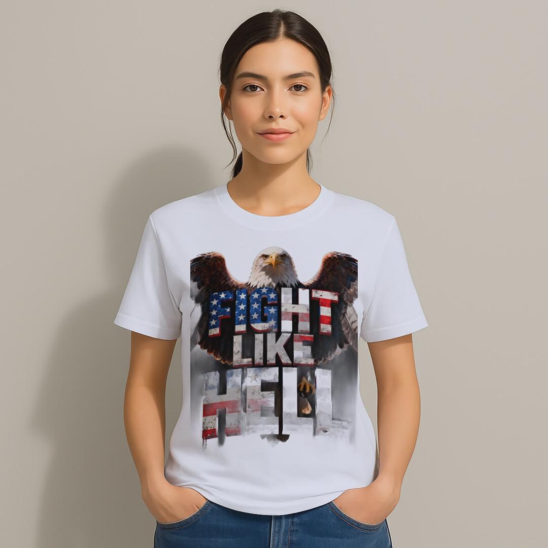 Unisex Heavy Cotton Tee With Bald Eagle and Distressed American Flag ...