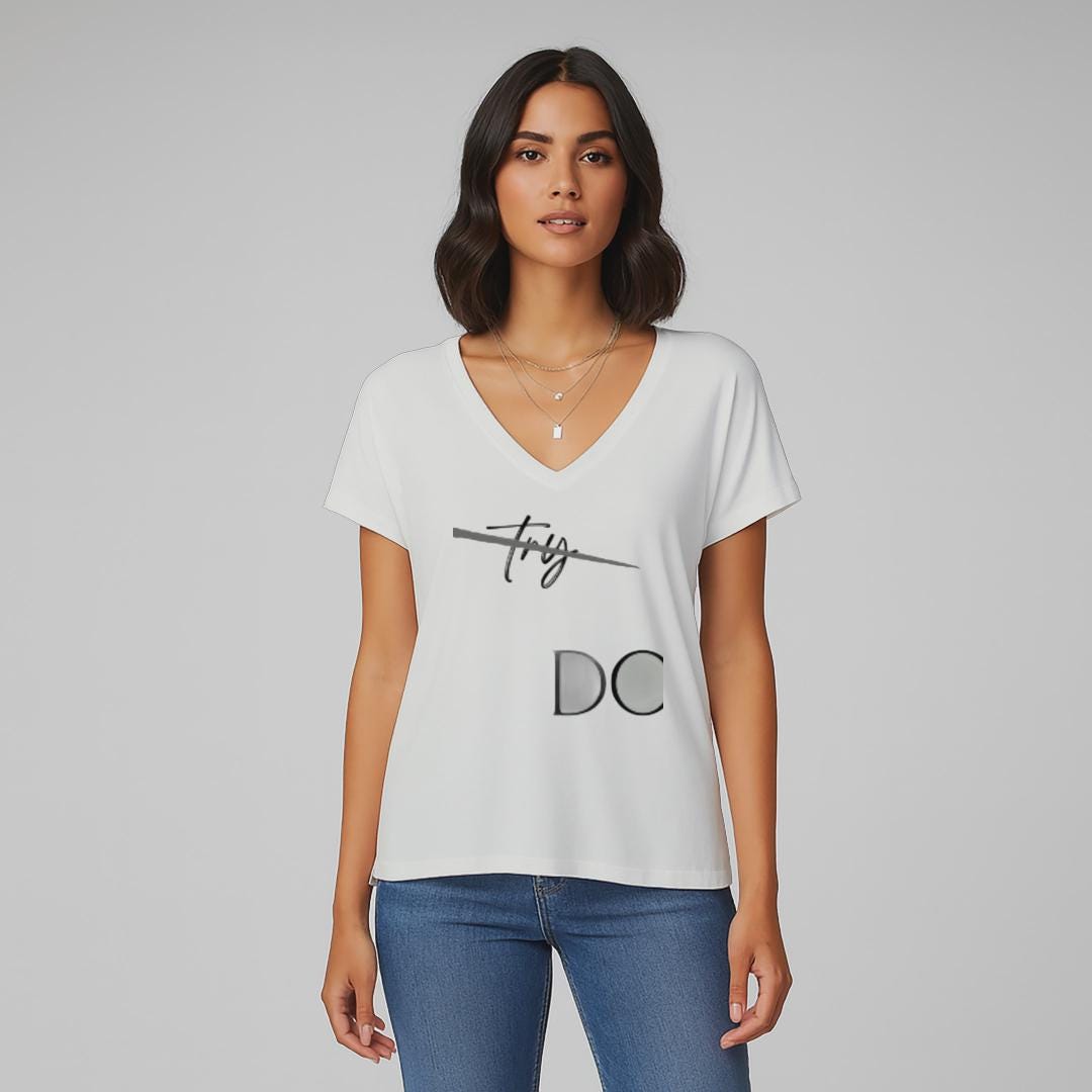 Women's Relaxed Fit V-neck Tee Motivational Try Do Minimalist ...