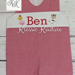 Barnyard Farm Animals Shortall Longall Romper Jon Jon First Birthday ...