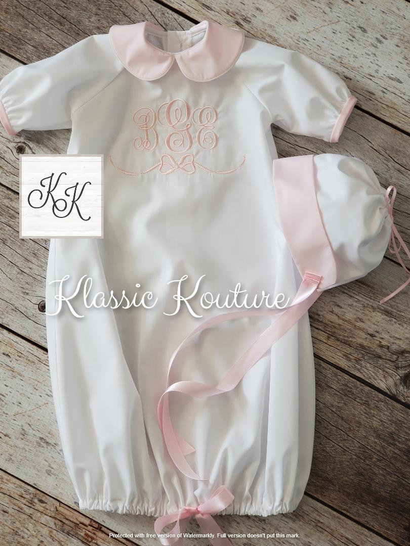 Baby Girl Heirloom Daygown Baby Layette Take Me Home Matching Bonnet ...
