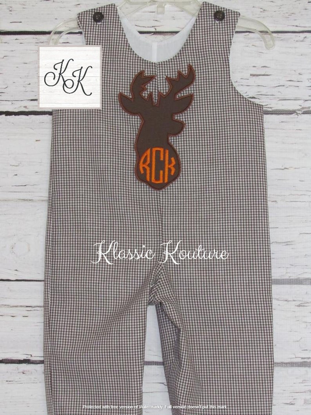 Boy Deer Hunting Shortall Longall Bubble Jon Jon Monogram Romper Deer ...